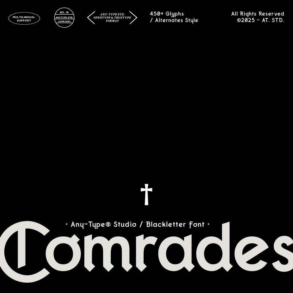 Comrades - A Bold Blackletter-Inspired Display Font by Any-Type® Foundry