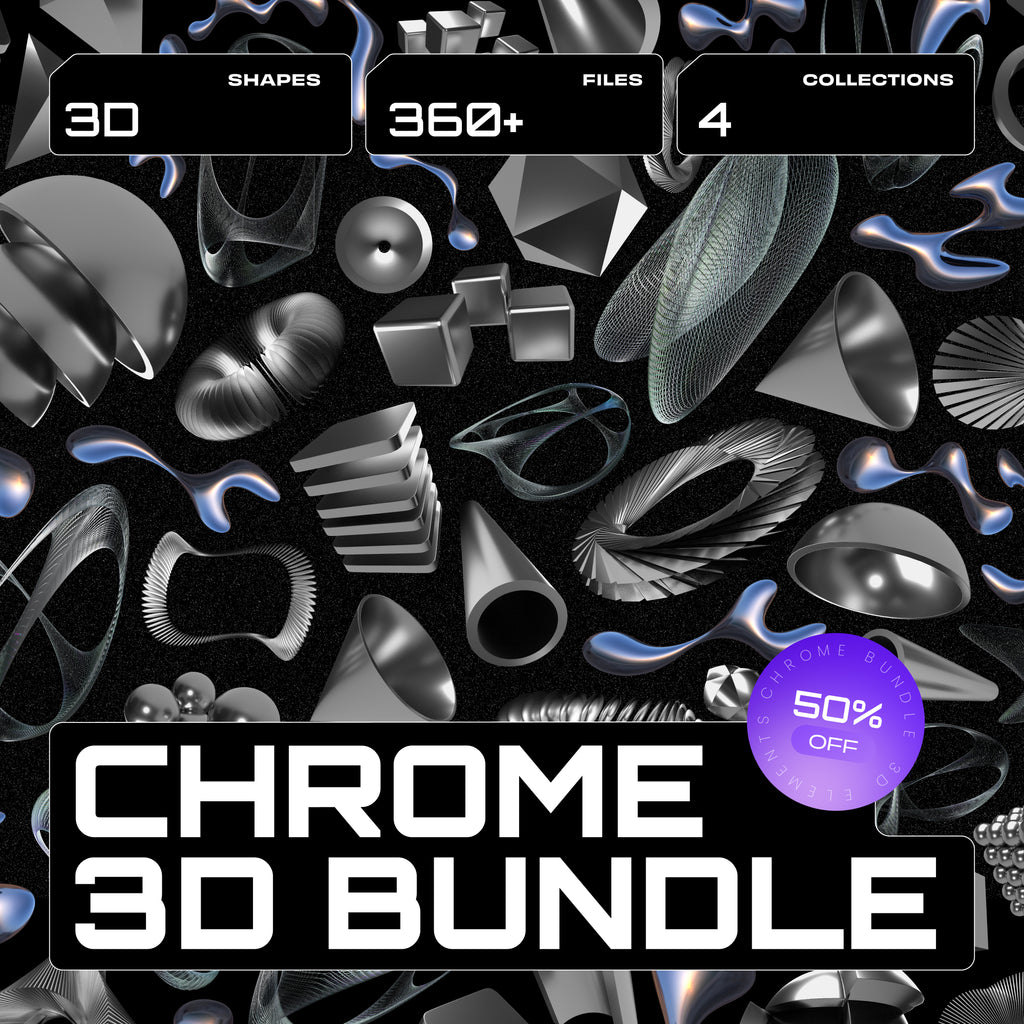 Chrome 3D Bundle 360+ elements by Designessense