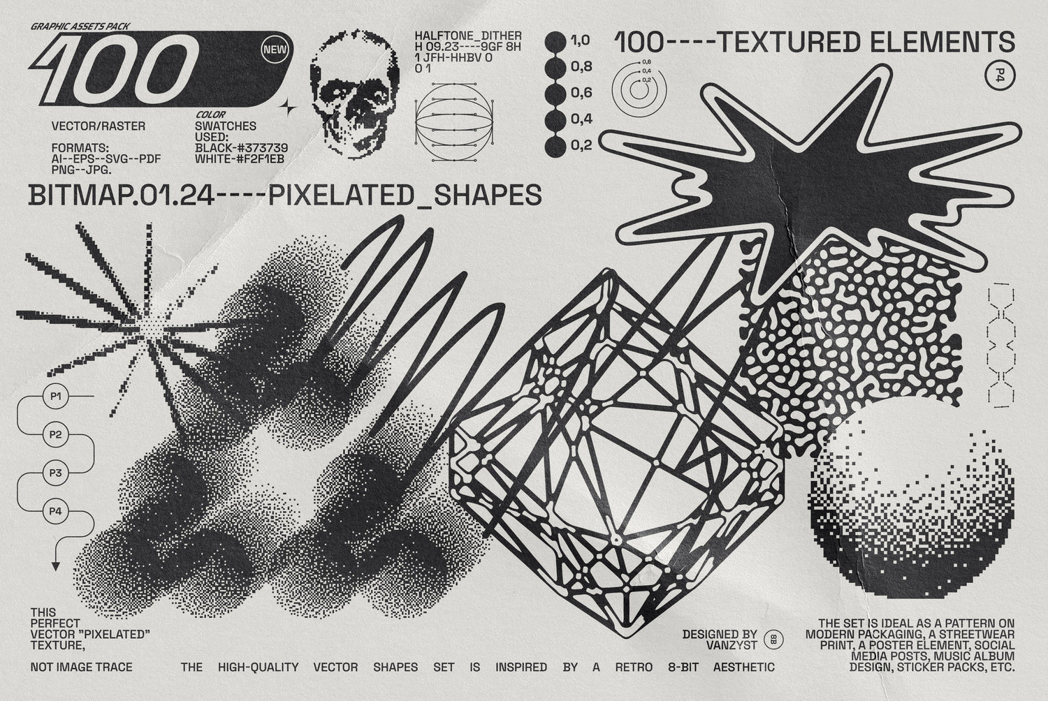 100 Textured Abstract Shapes by Vanzyst