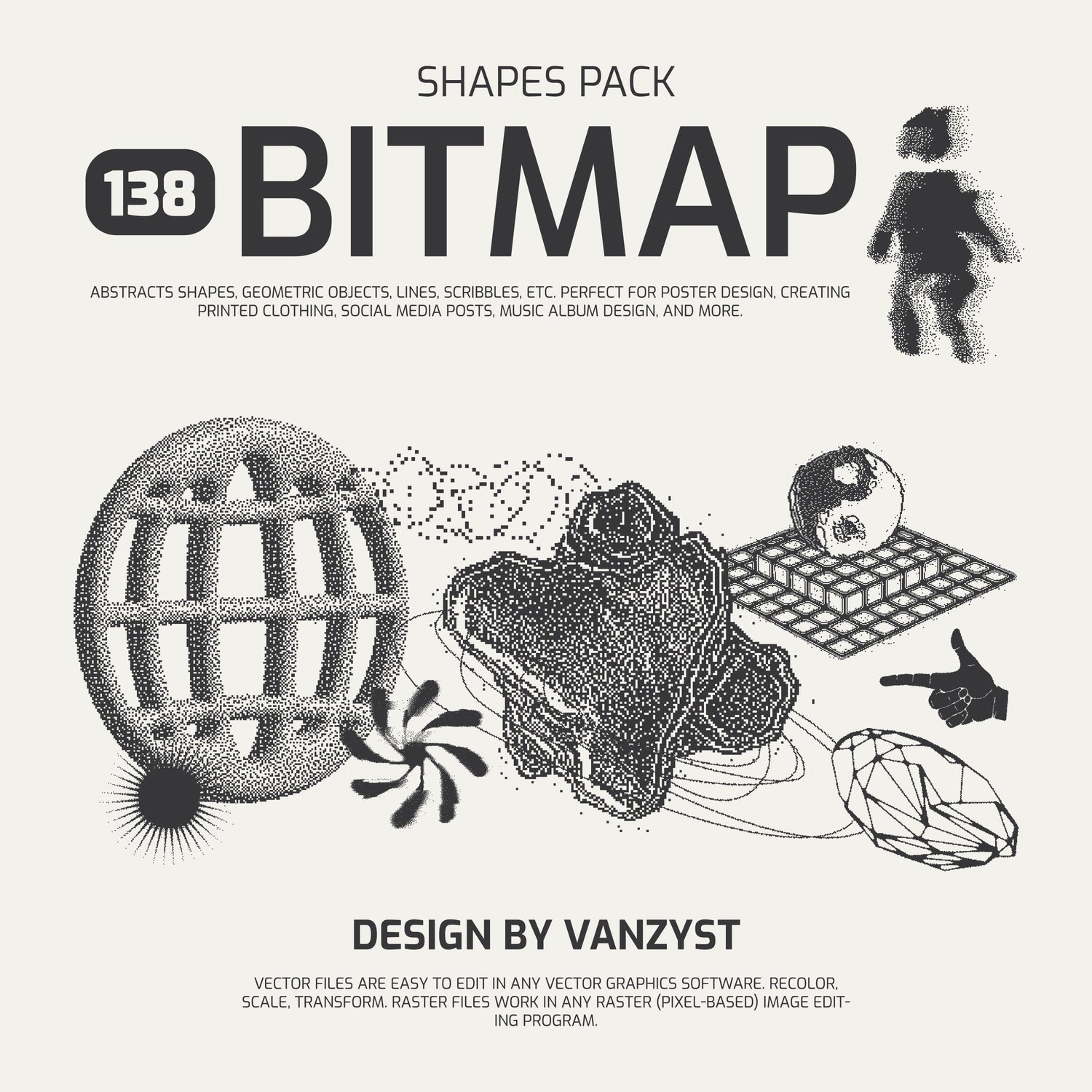 138 Bitmap Vector Shapes Pack by Vanzyst
