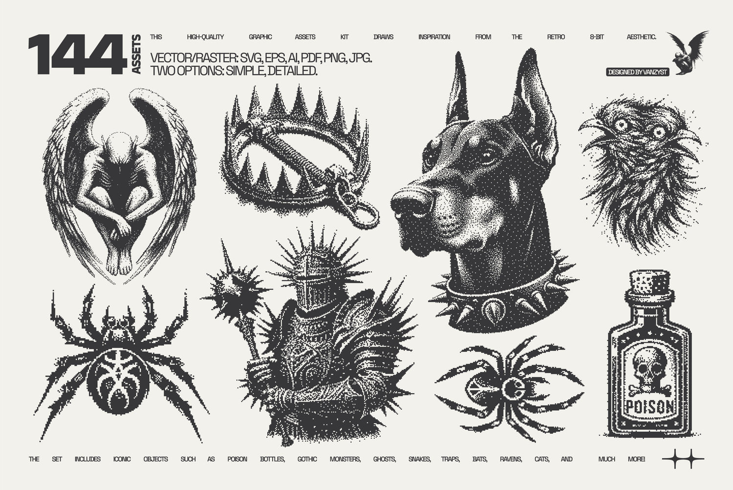 144 DarkPixel Graphic Pack by Vanzyst