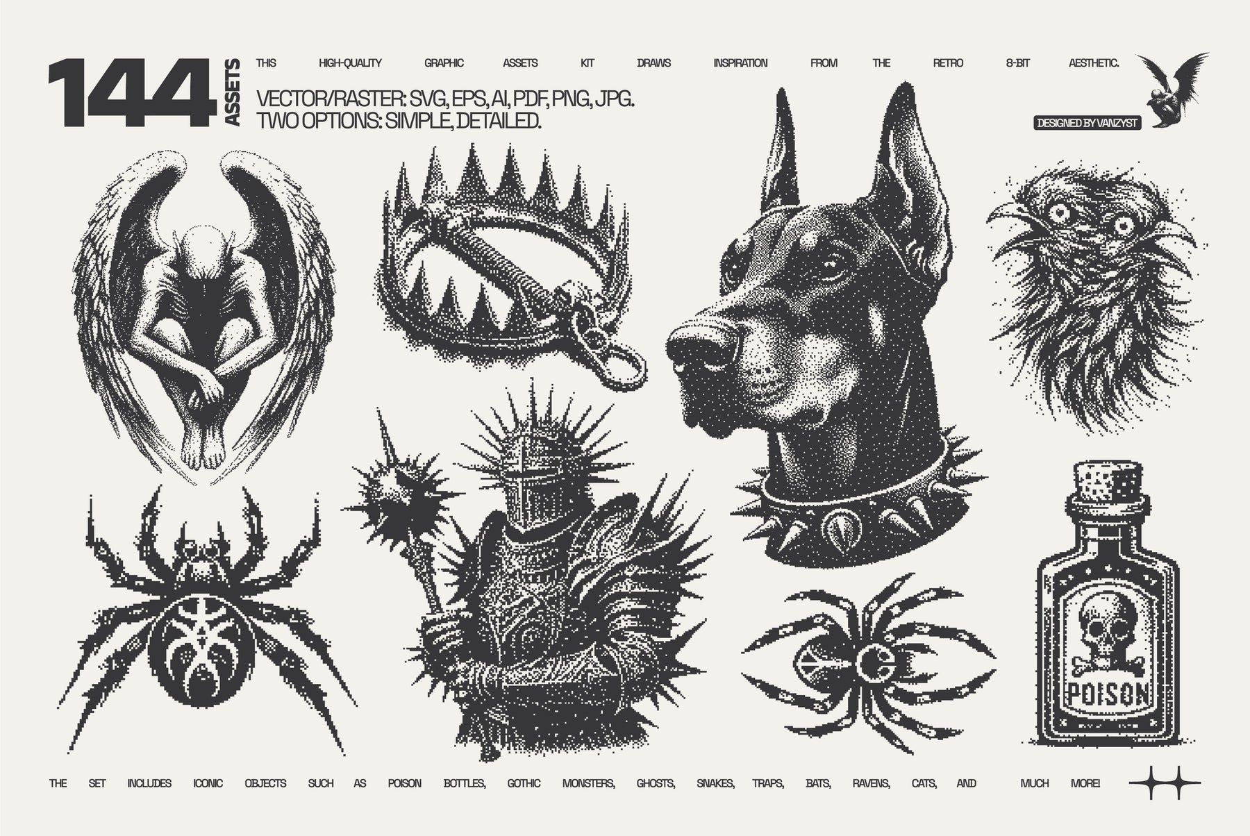 144 DarkPixel Graphic Pack by Vanzyst