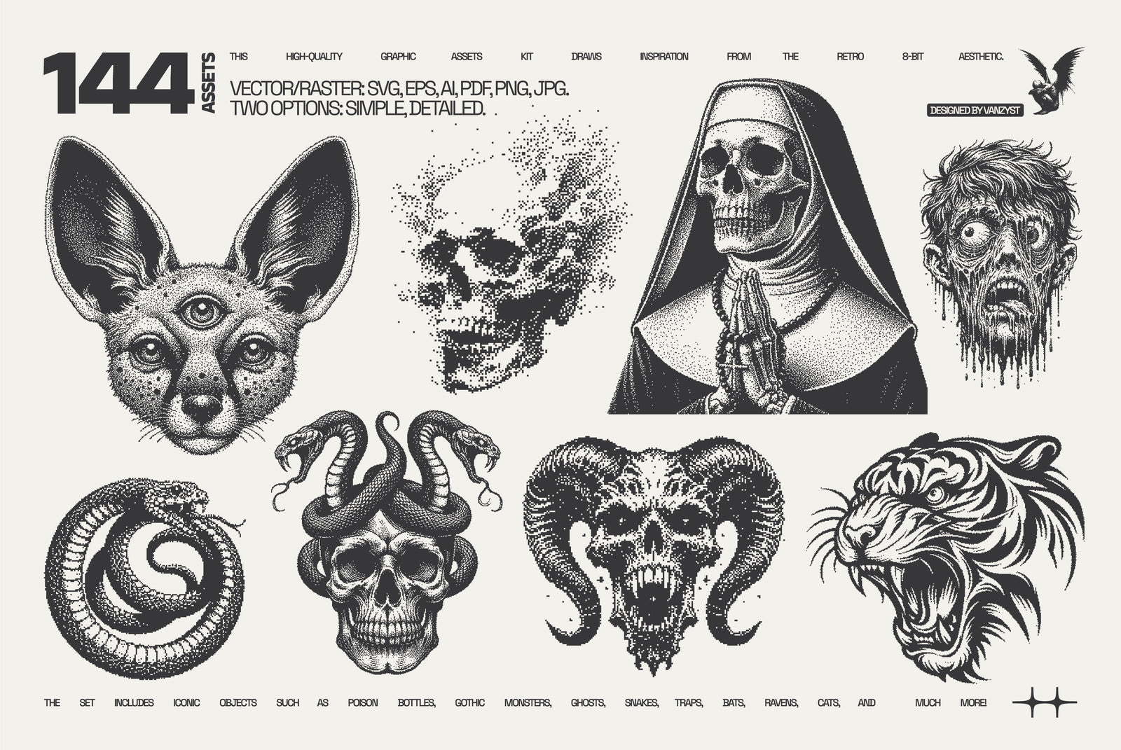 144 DarkPixel Graphic Pack by Vanzyst