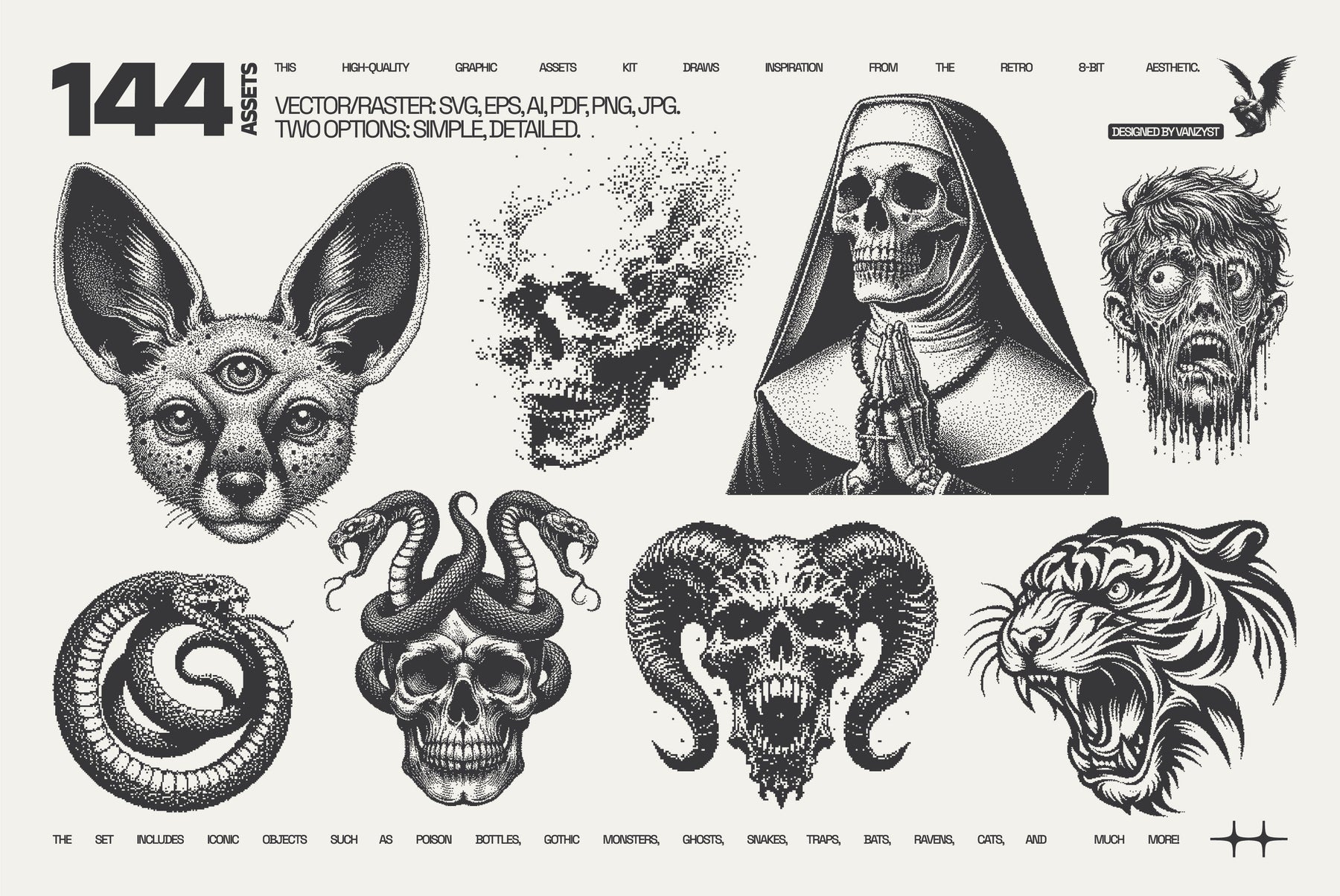 144 DarkPixel Graphic Pack by Vanzyst