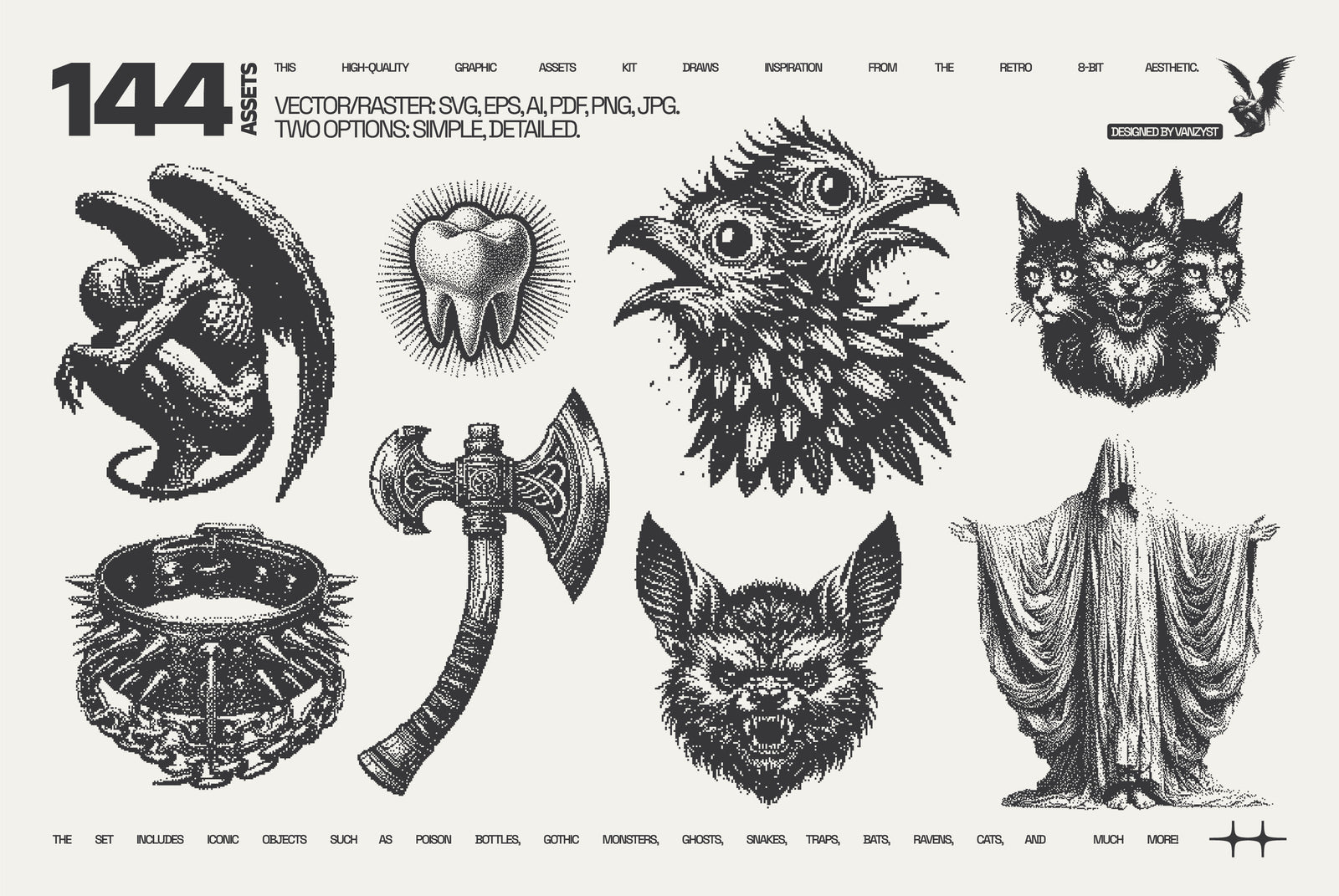 144 DarkPixel Graphic Pack by Vanzyst