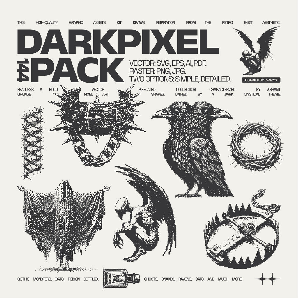 144 DarkPixel Graphic Pack by Vanzyst
