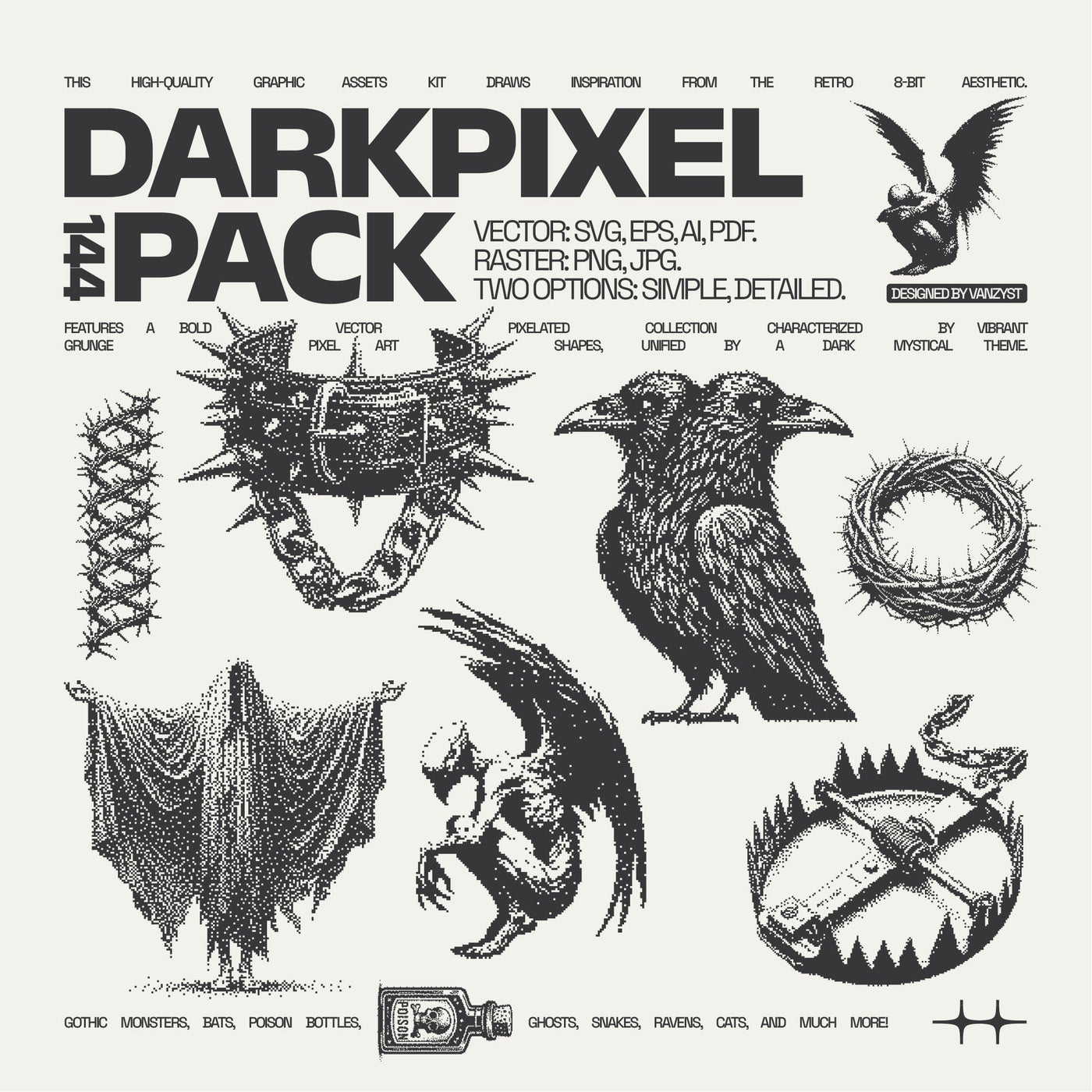 144 DarkPixel Graphic Pack by Vanzyst
