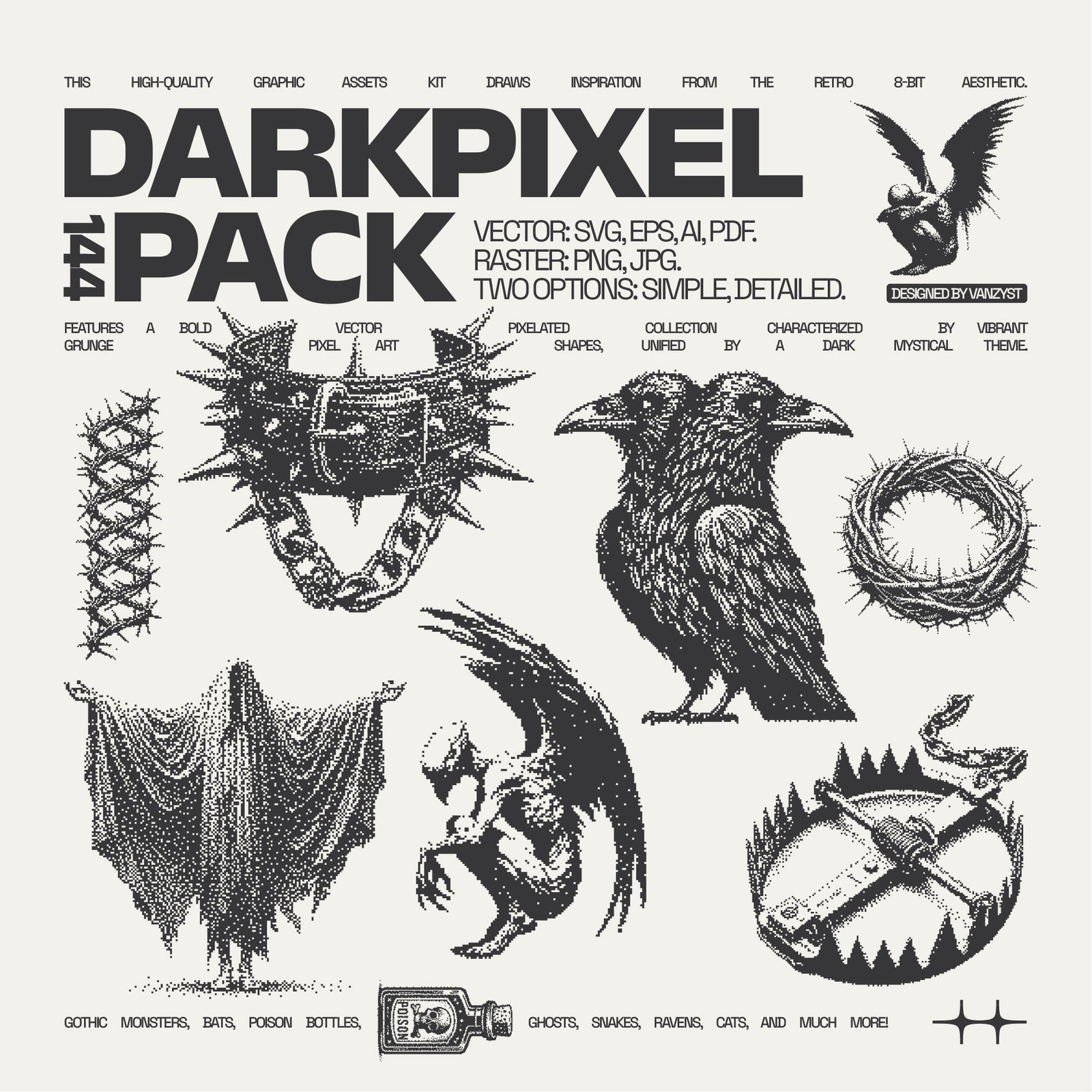 144 DarkPixel Graphic Pack by Vanzyst