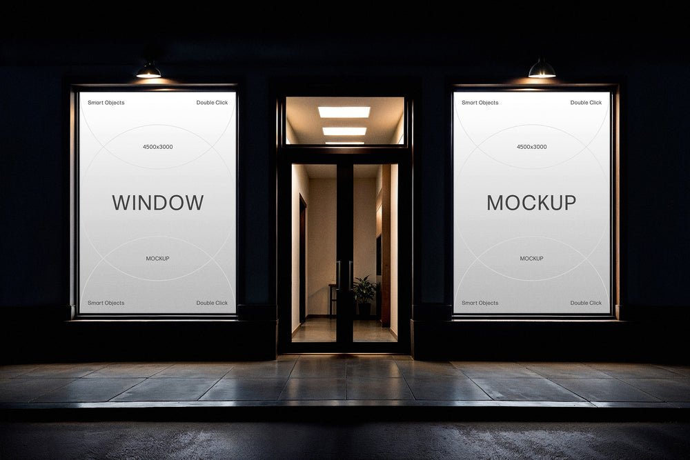 2 Outdoor Window Posters Mockup by Pixelbuddha