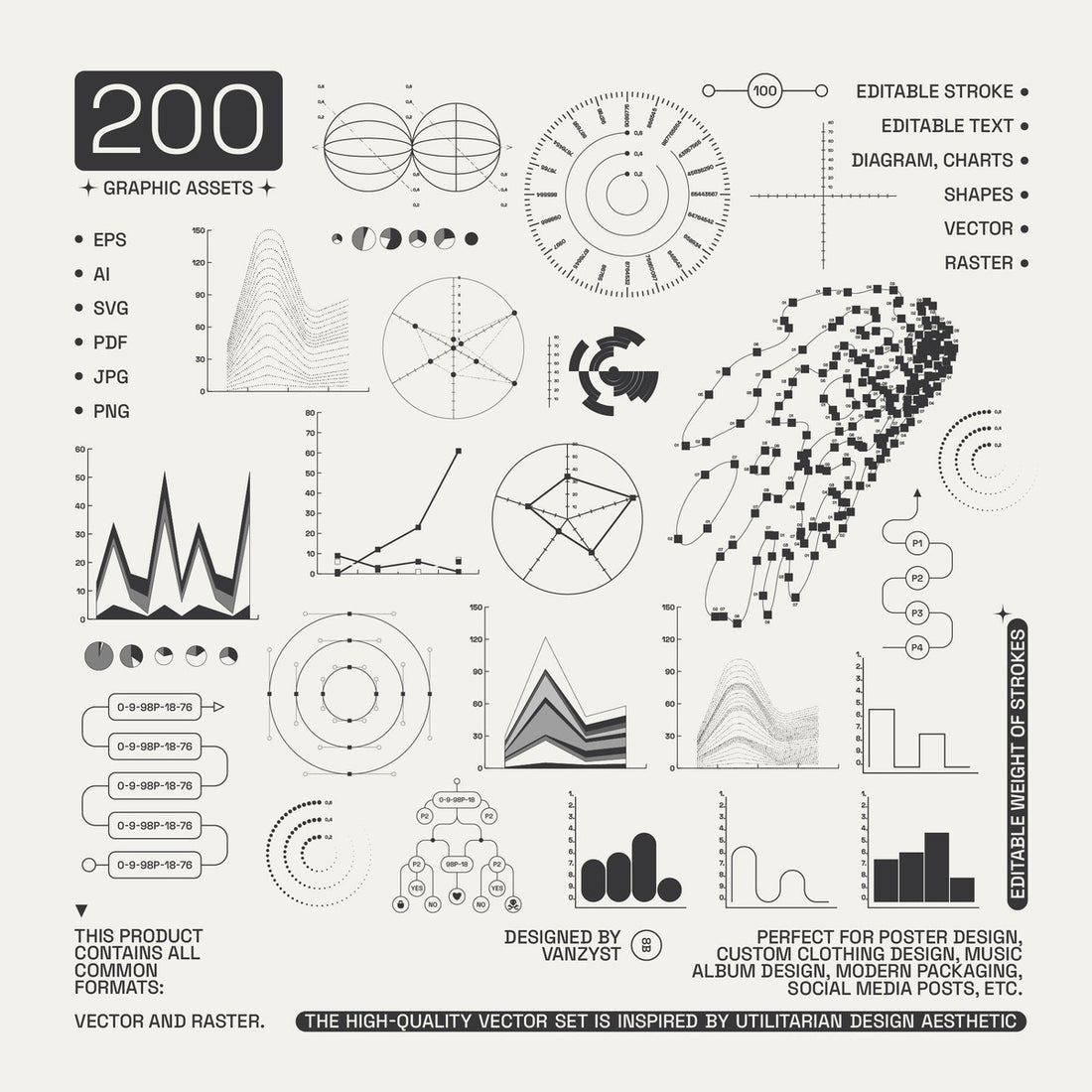200 Utilitarian Graphic Kit by Vanzyst