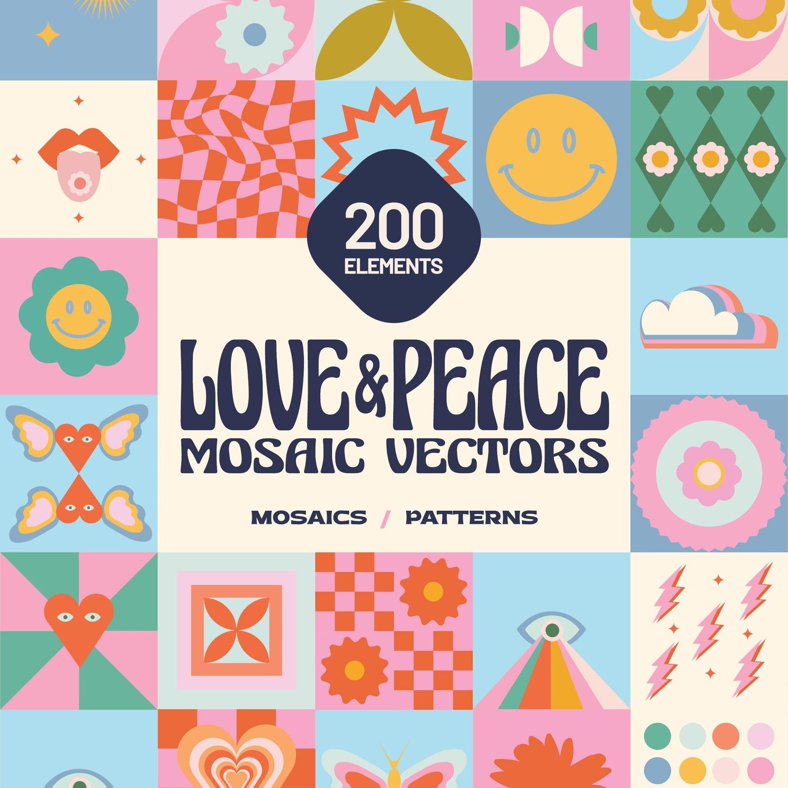 200 Vector Mosaics & Patterns by Designessense