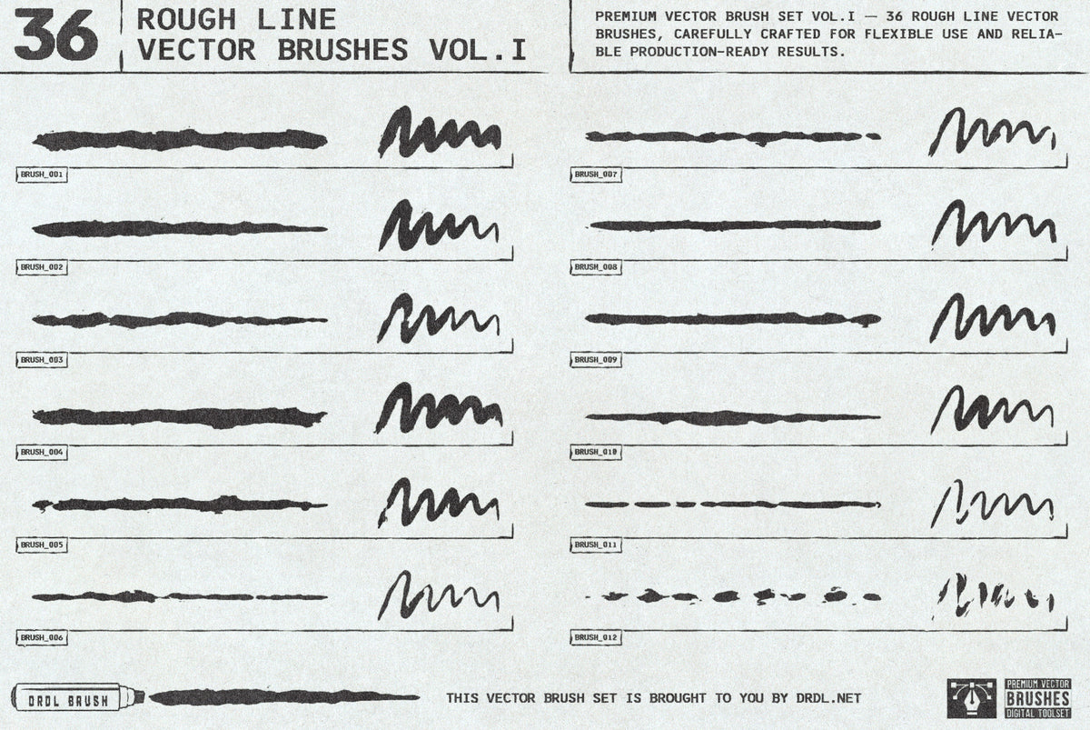36 Premium Rough Line Vector Brushes VOL.01 — Built for Professional ...