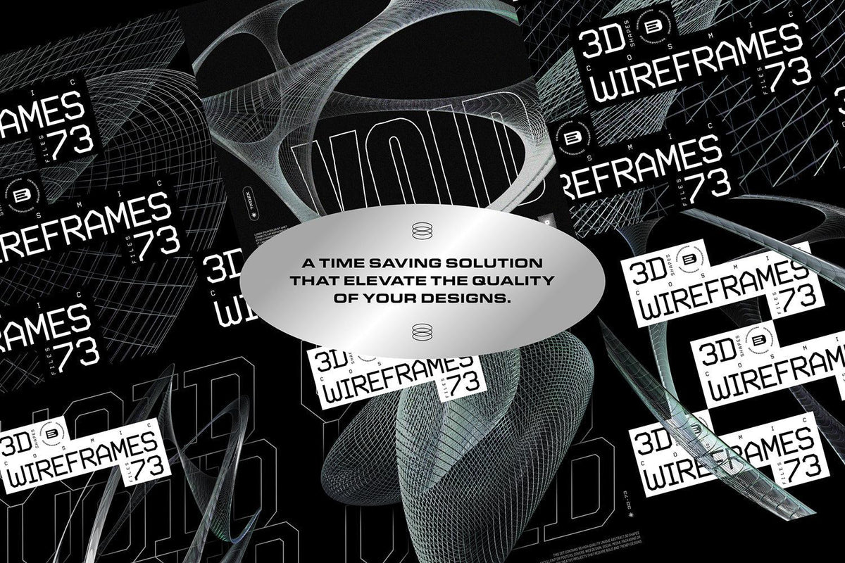 3D Chrome Wireframes by Designessense