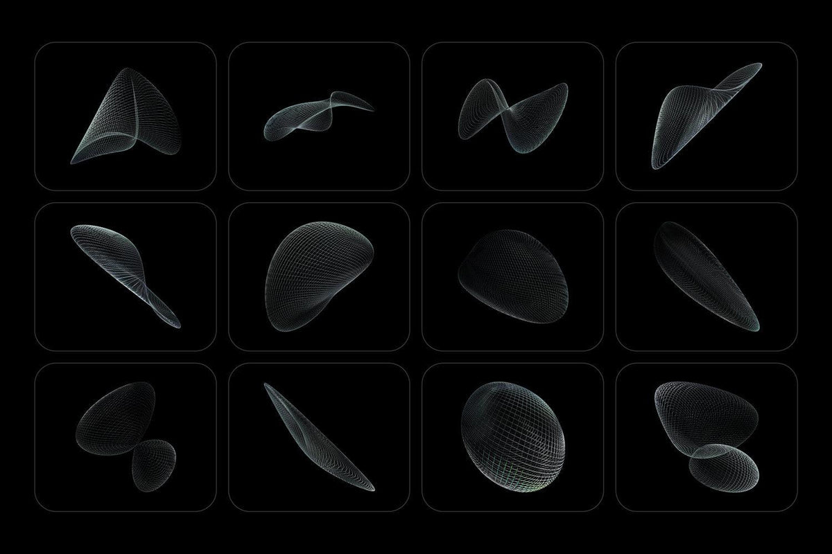 3D Chrome Wireframes by Designessense