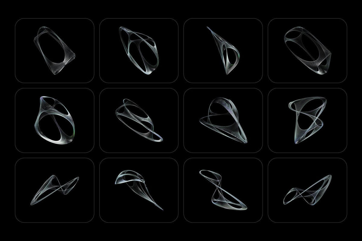 3D Chrome Wireframes by Designessense