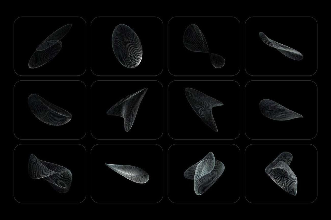 3D Chrome Wireframes by Designessense