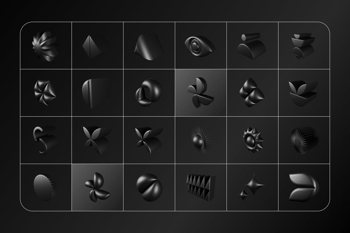 3D Dark Geometric Shapes by Designessense