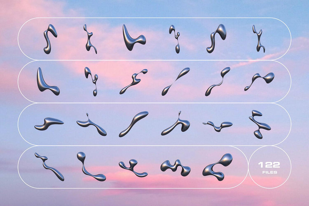 3D Liquid Metal Shapes Collection by Designessense