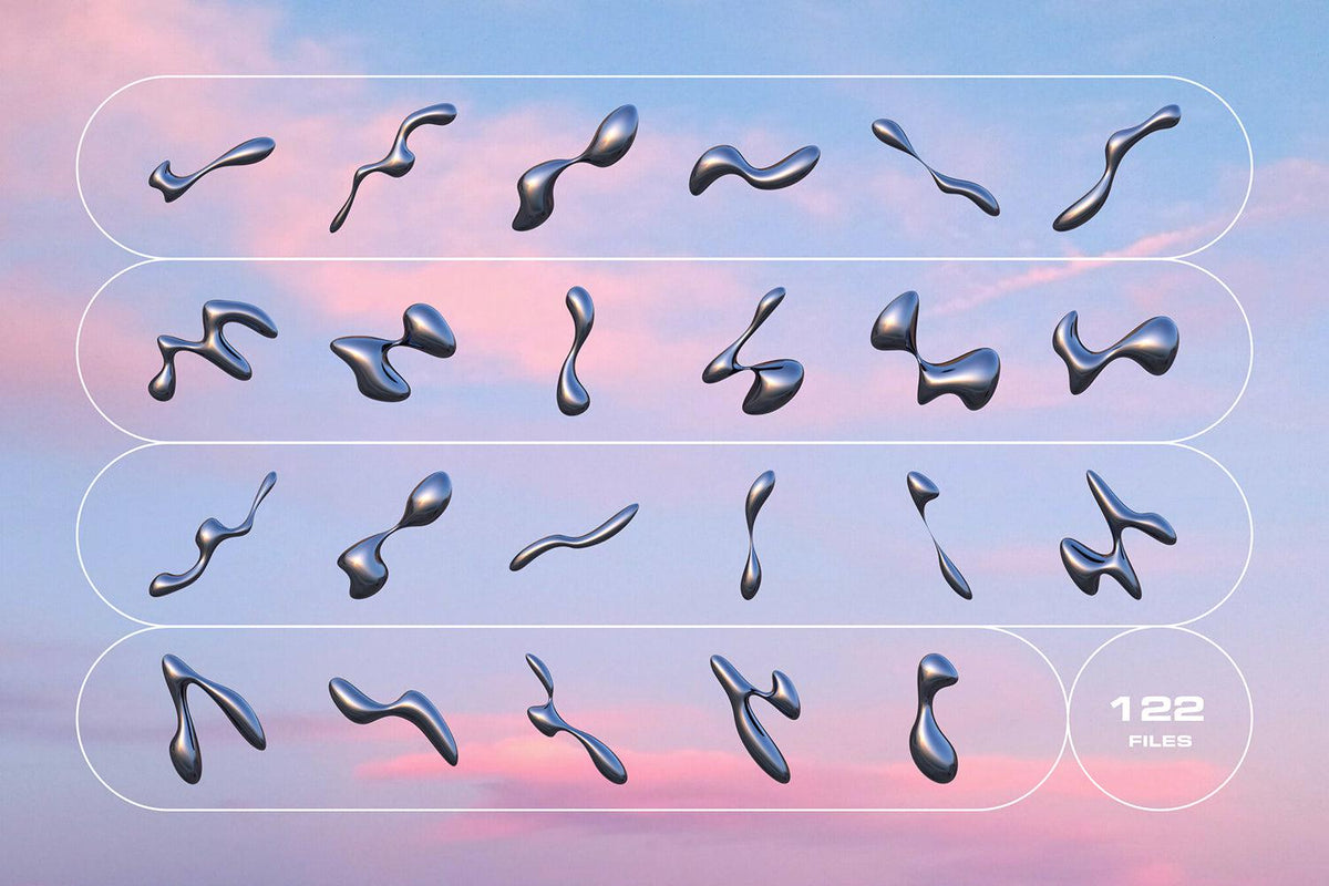 3D Liquid Metal Shapes Collection by Designessense