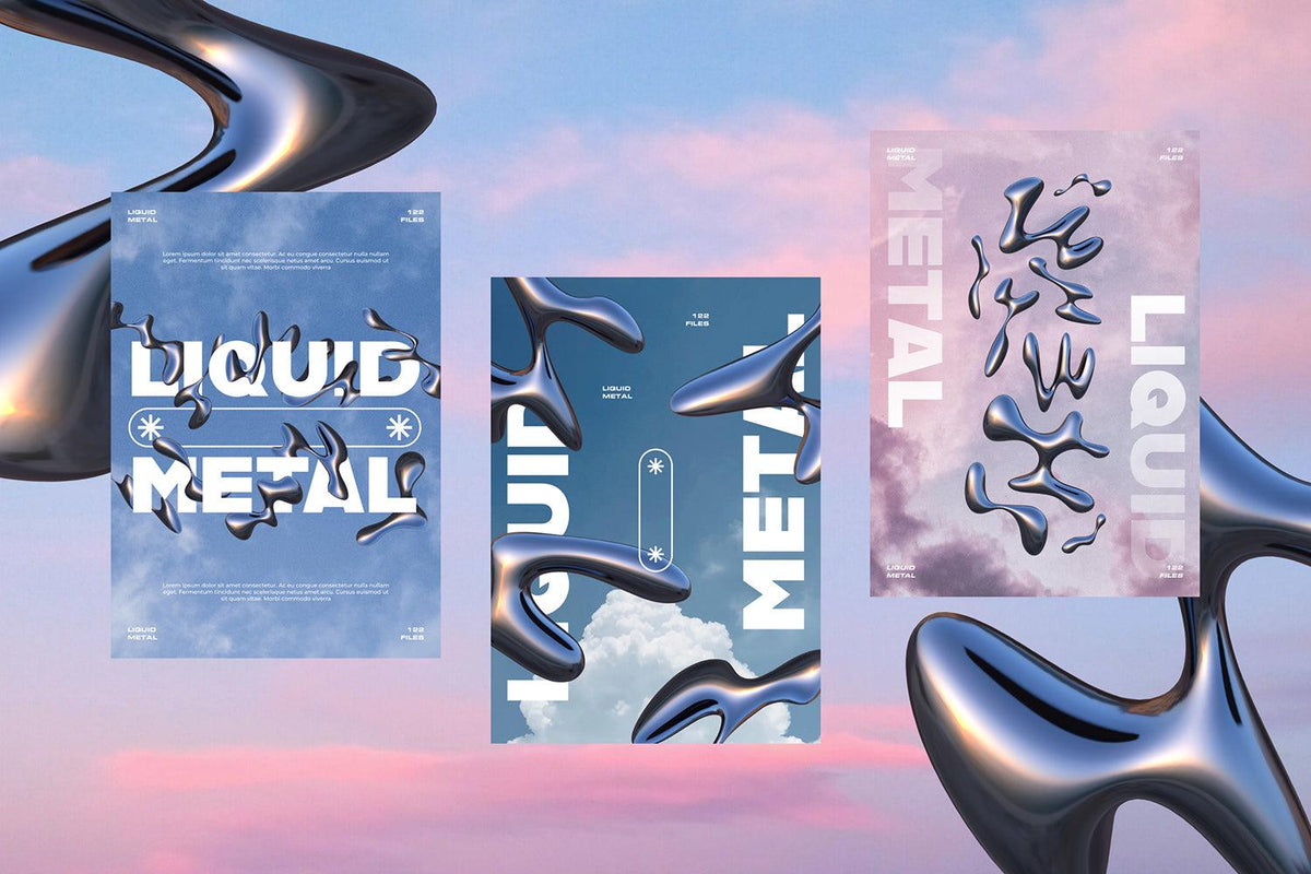 3D Liquid Metal Shapes Collection by Designessense