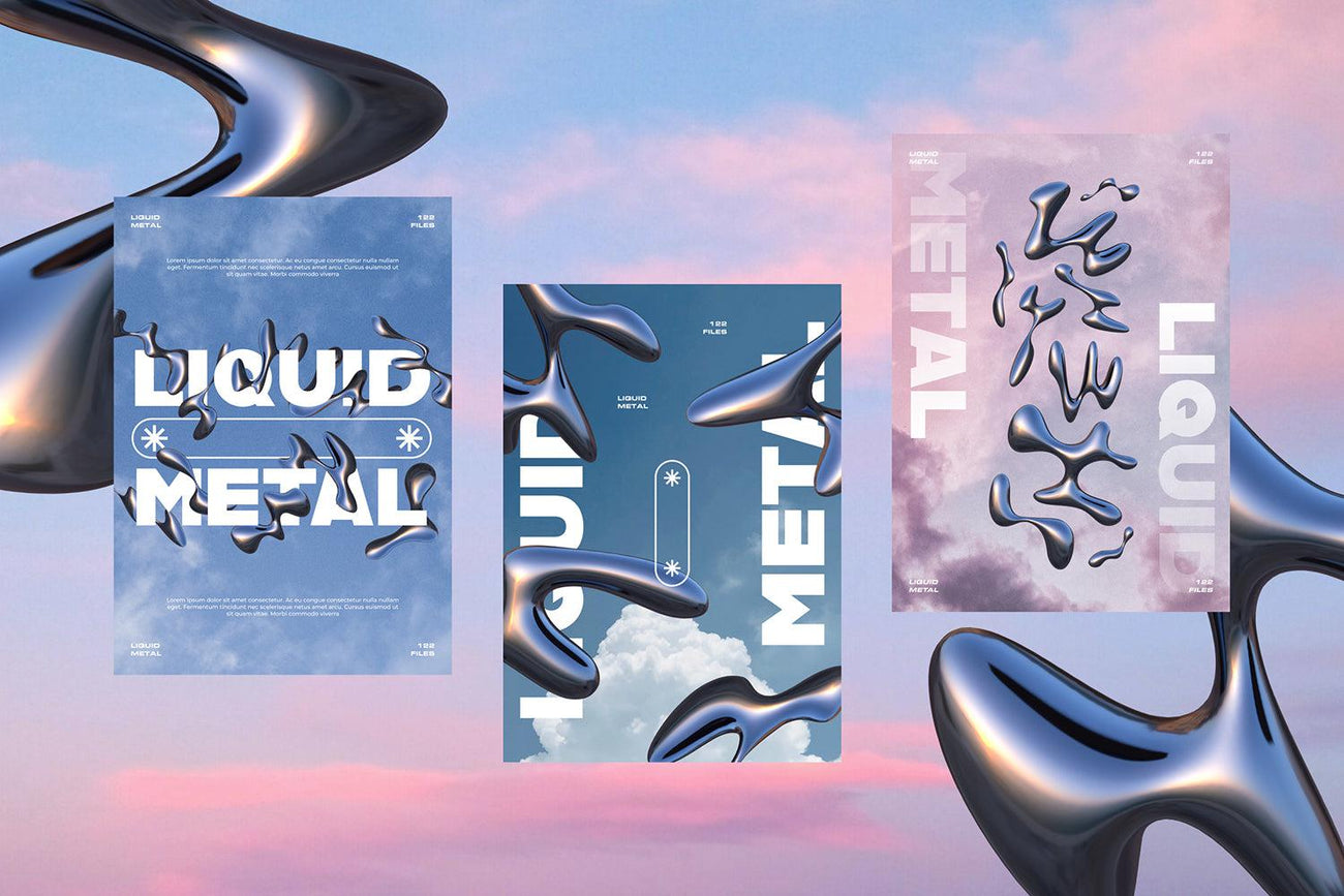 3D Liquid Metal Shapes Collection by Designessense