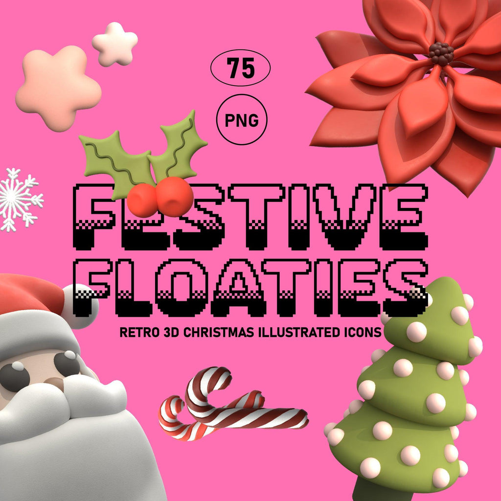 3D Retro Christmas Icons by angelainthefields