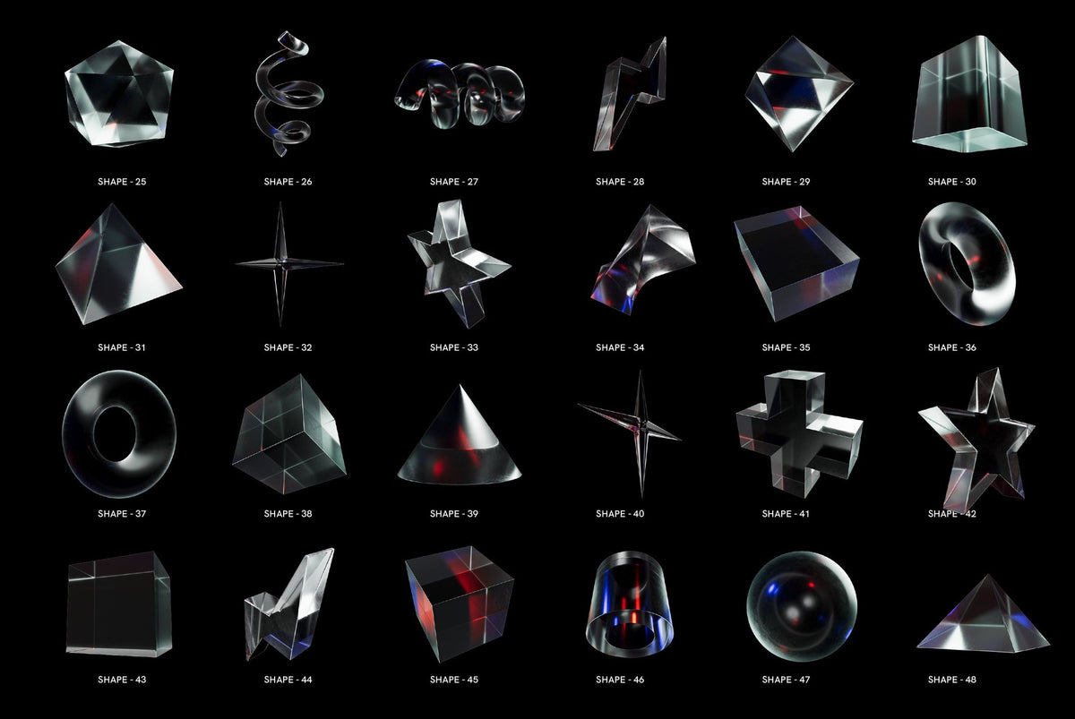 58 3D Glass Shapes by Softulka
