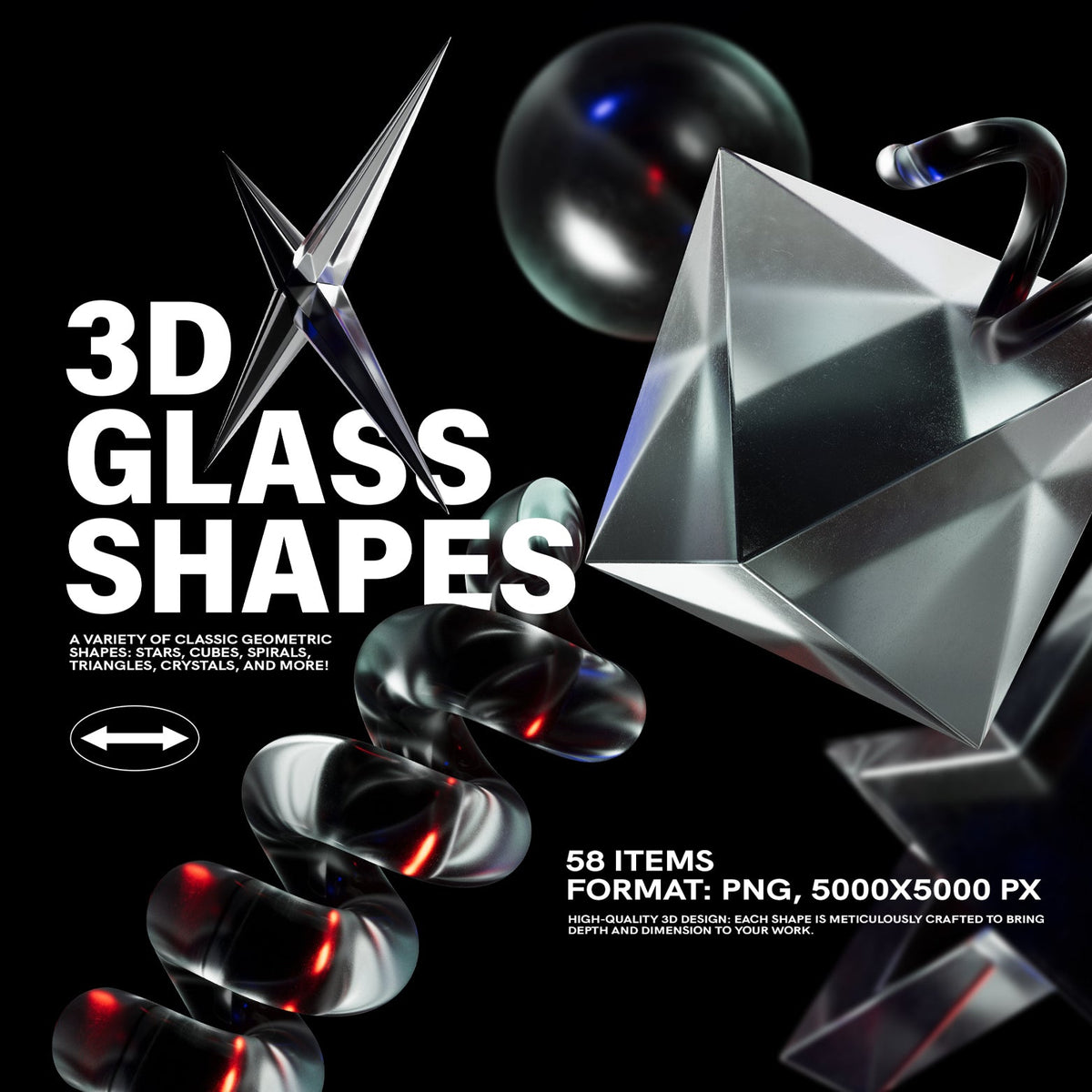 58 3D Glass Shapes by Softulka