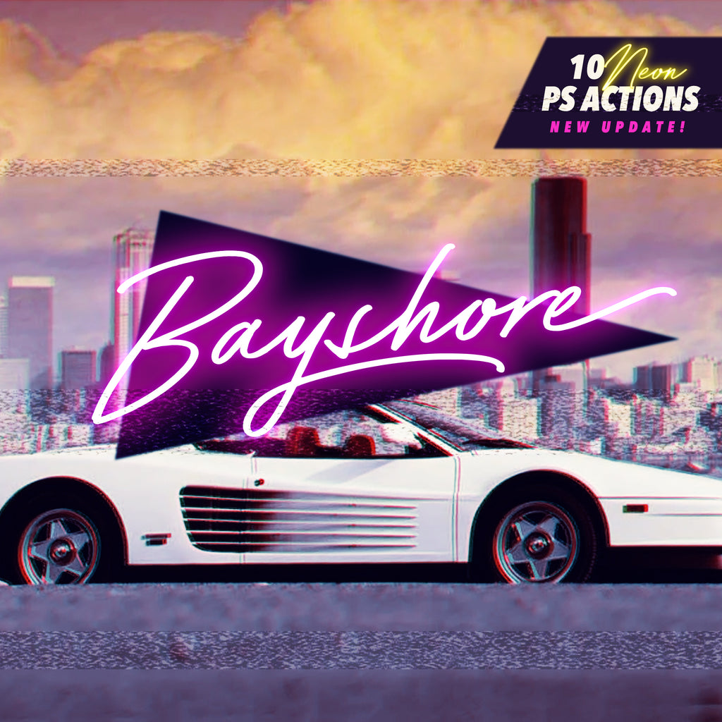 Bayshore Font + Neon Glow Styles by Set Sail Studios