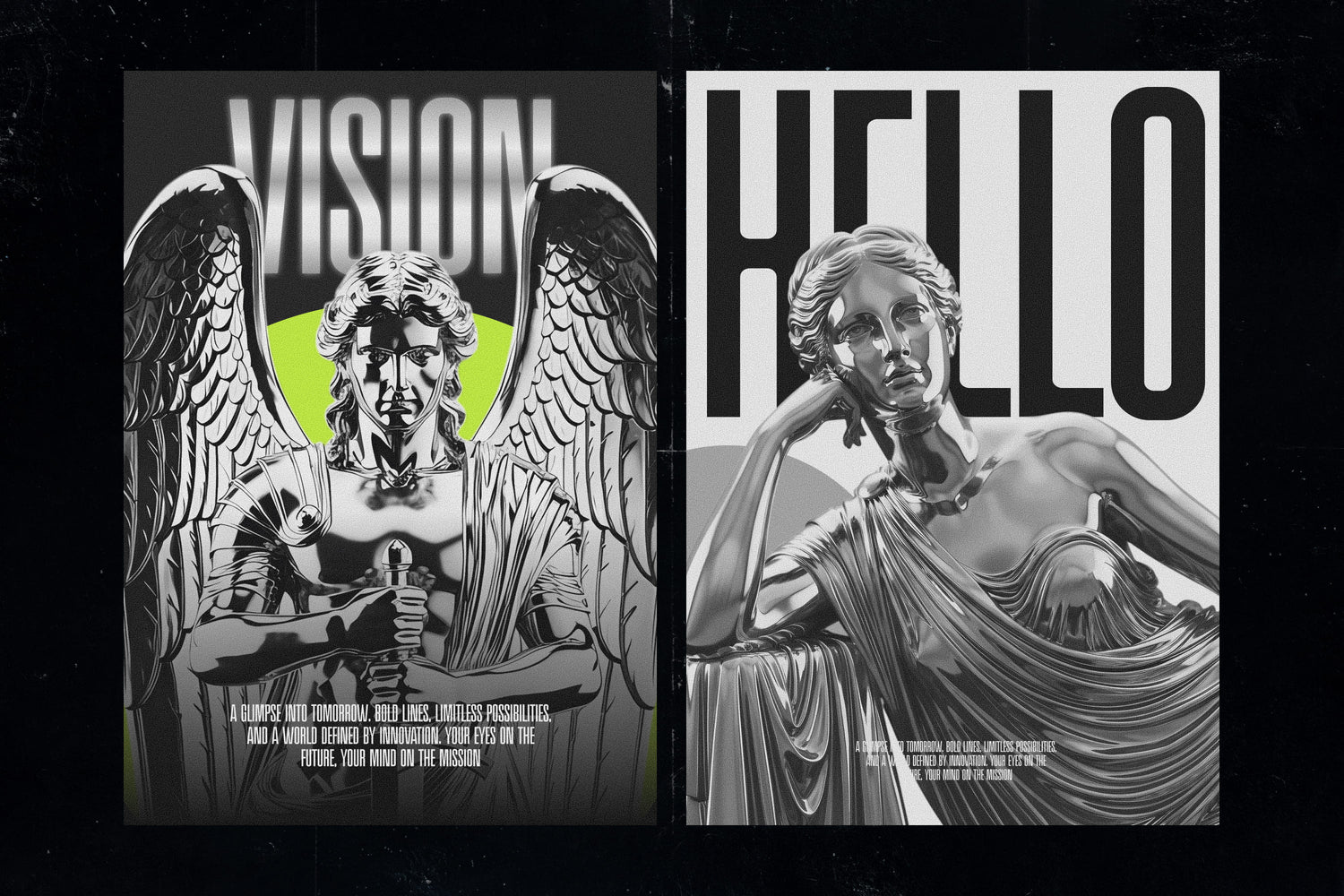 Chromatic Metal Statue PNG Collection by Afterimagine