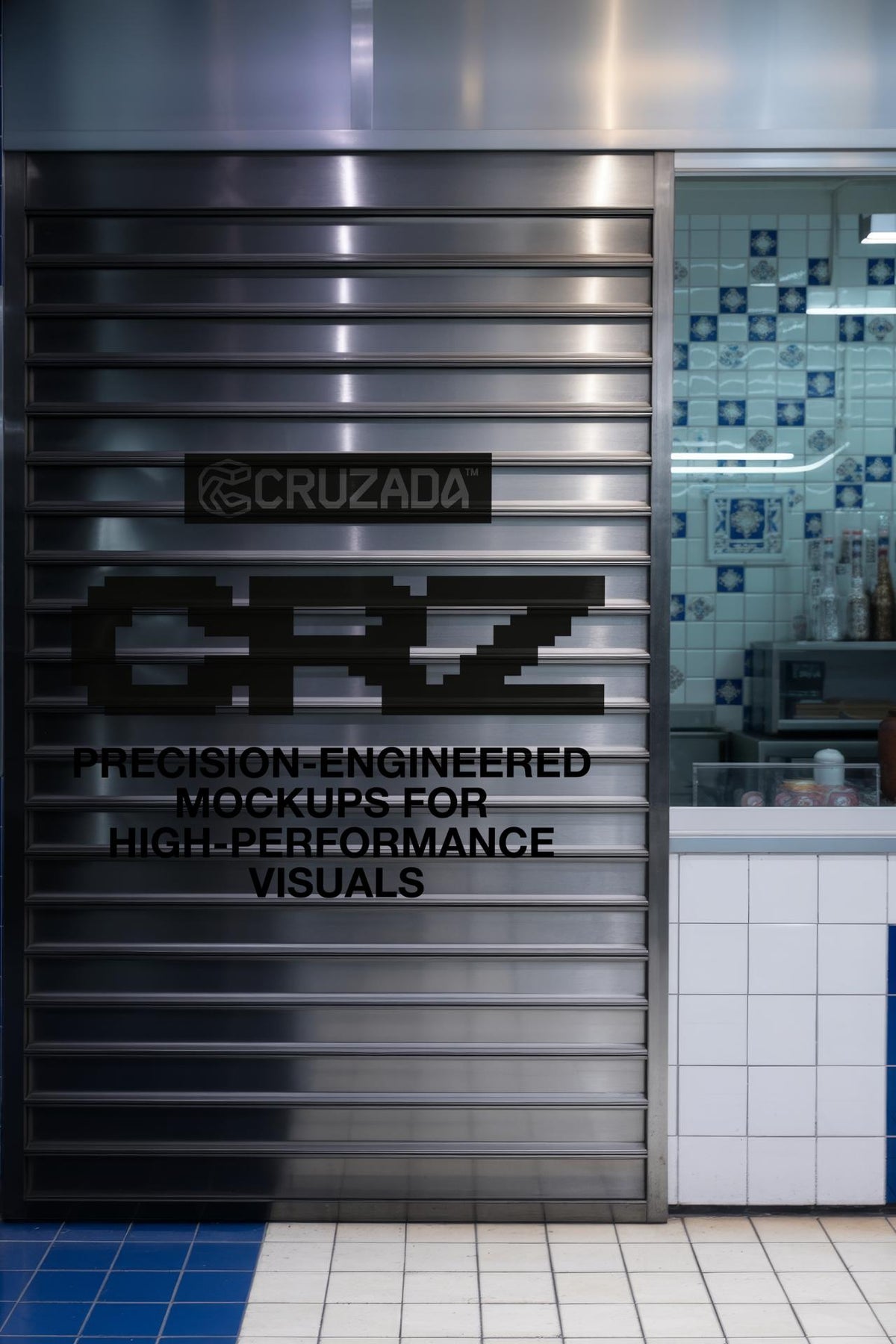 Metal Shutter Mockup by Cruzada Supply