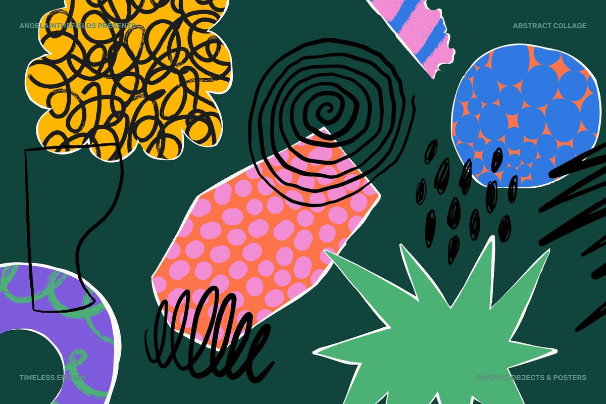 Abstract Collage Vector Clipart Set by angelainthefields