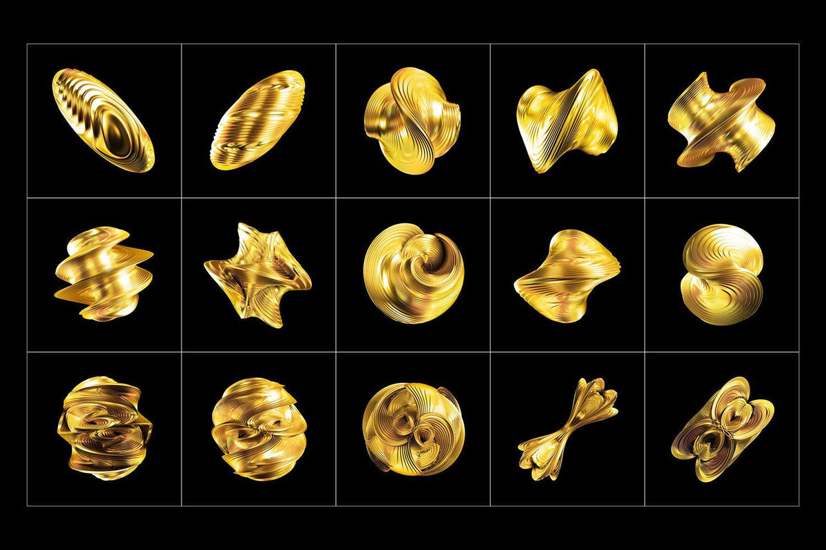 Abstract Gold 3D Shapes by Designessense