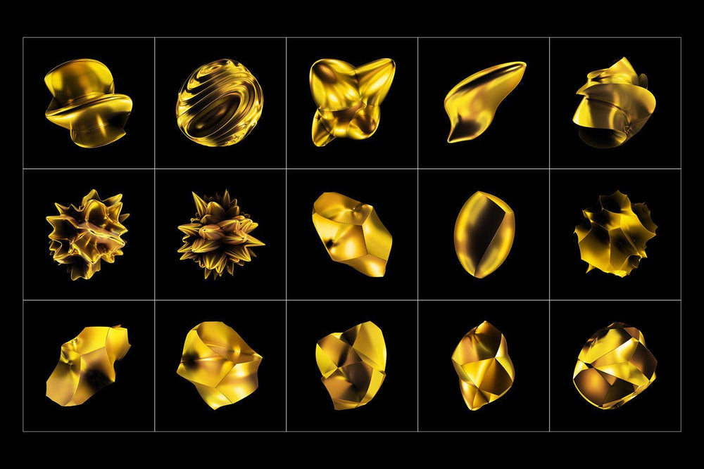 Abstract Gold 3D Shapes by Designessense