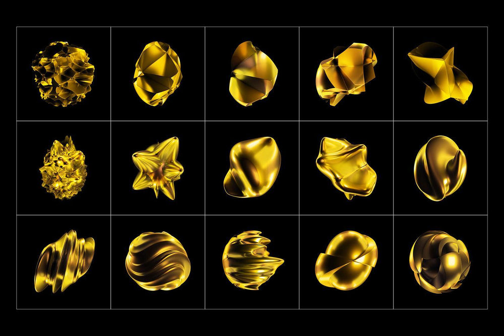 Abstract Gold 3D Shapes by Designessense