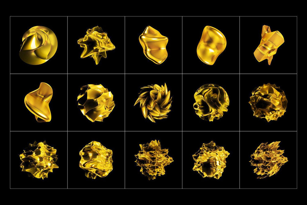 Abstract Gold 3D Shapes by Designessense
