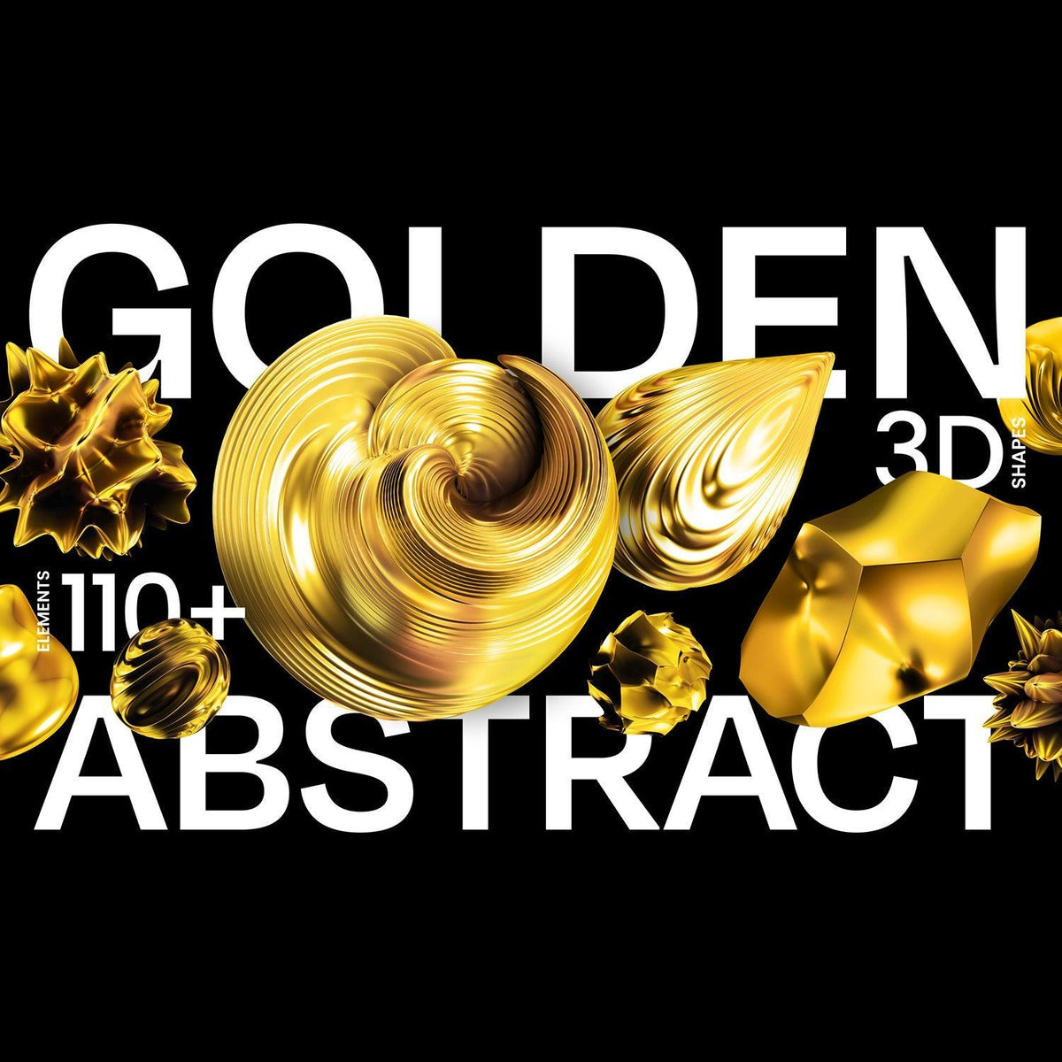 Abstract Gold 3D Shapes by Designessense