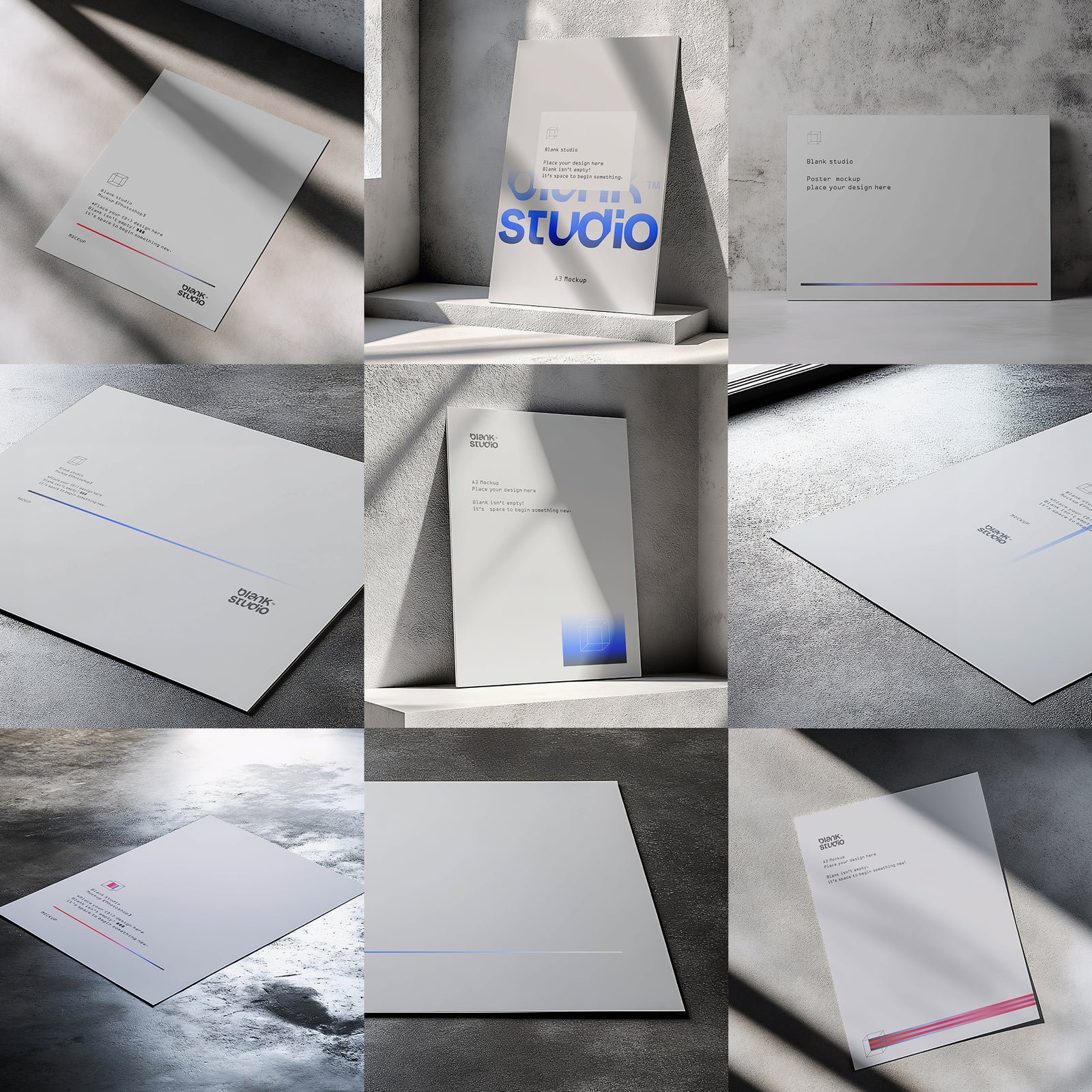 Bundle [9] DIN paper mockup by Blank Studio