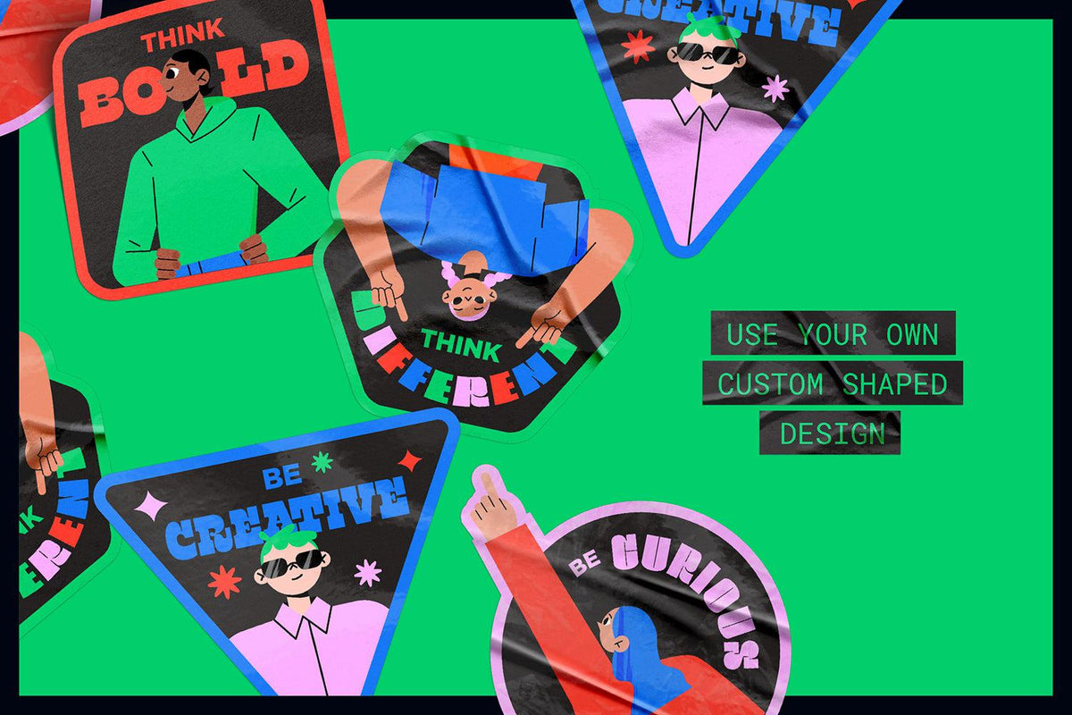 Custom Shape Sticker Mockup by mockstar