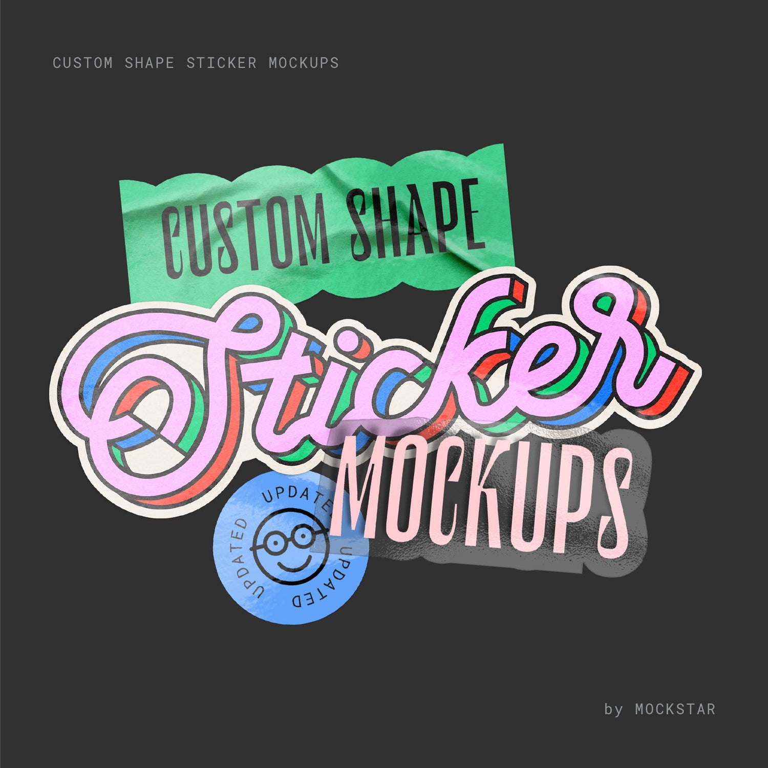 Custom Shape Sticker Mockup by mockstar