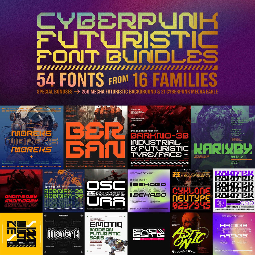 Cyberpunk Futuristic Font Bundle by Enxyclo Studio