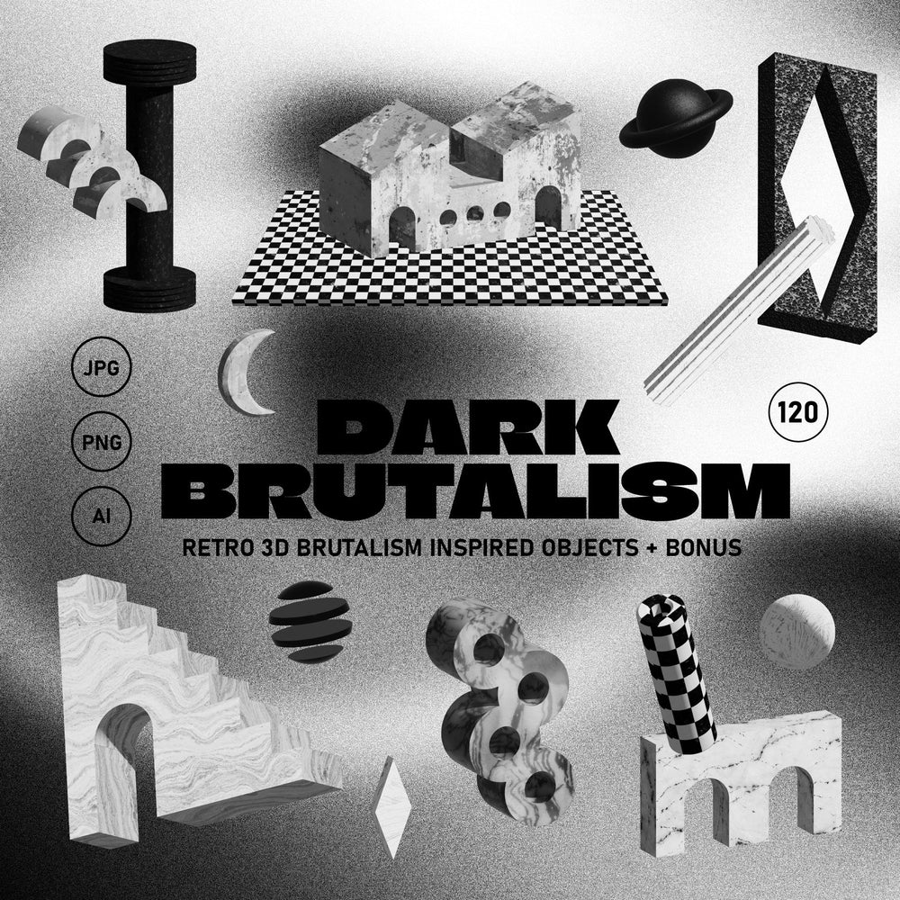 DARK BRUTALISM 3D Elements by angelainthefields