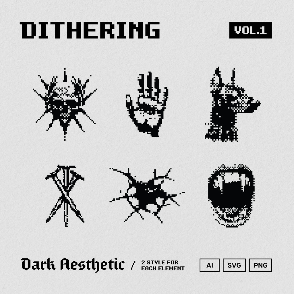 Dark Dithering Graphic Pack Vol.1 by Pixelbuddha