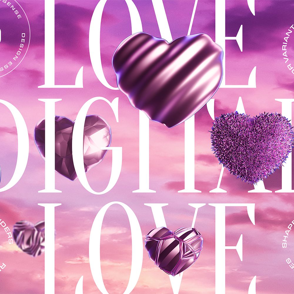 Digital Love - 3D Heart Objects by Designessense