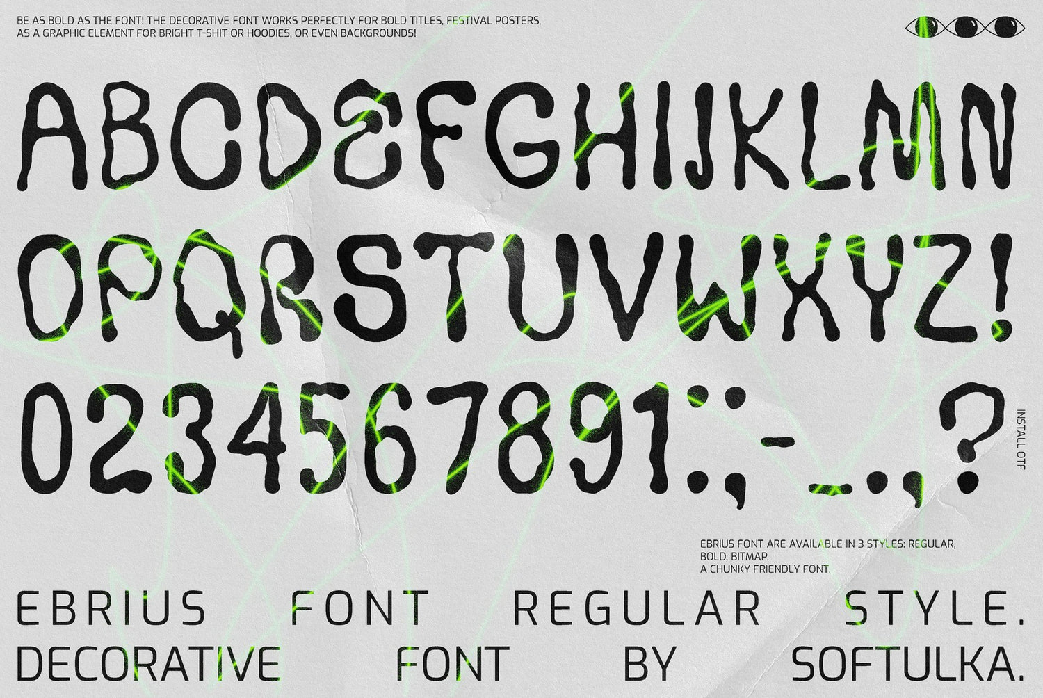 Ebrius Font - Trippy Bitmap Font by Softulka