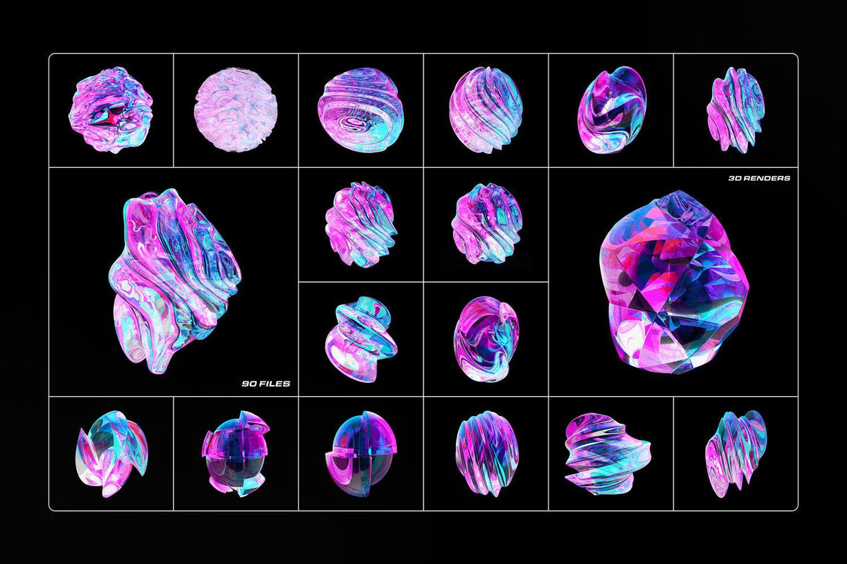 Fluid Glass 3D Shapes by Designessense