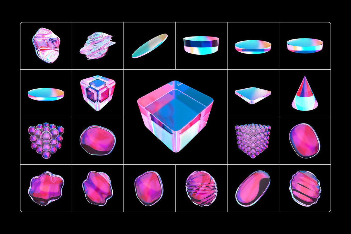Fluid Glass 3D Shapes by Designessense
