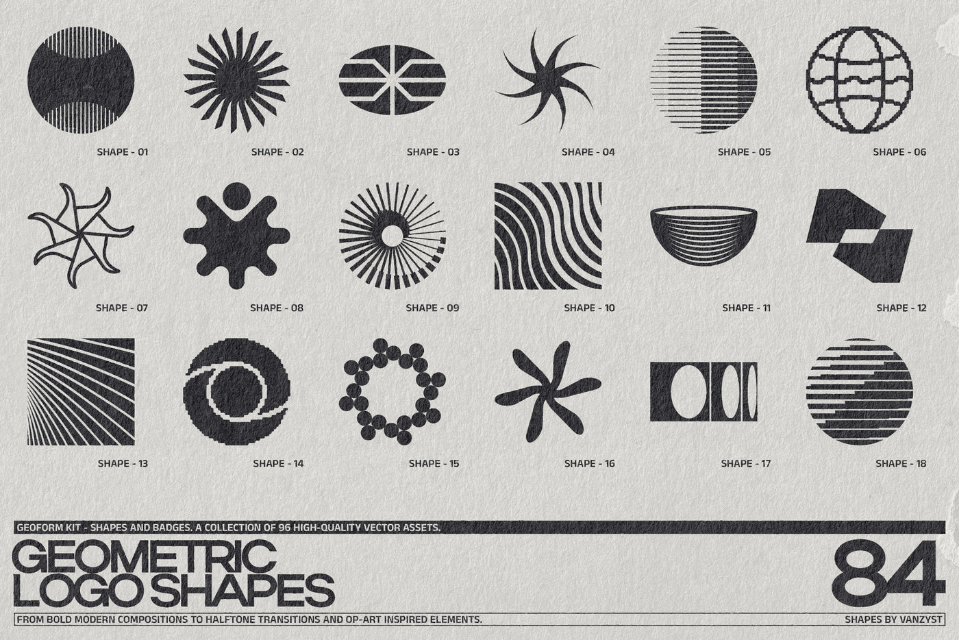 GeoForm Kit - 96 Shapes, Badges by Vanzyst