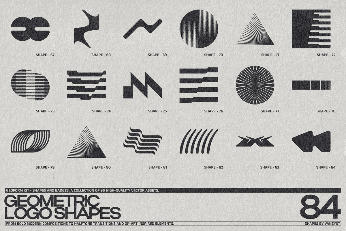GeoForm Kit - 96 Shapes, Badges by Vanzyst
