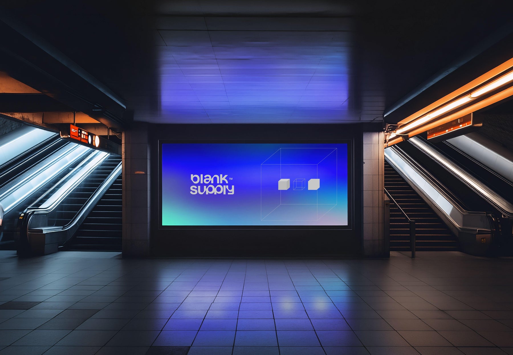 Giant Subway Screen Mockup by Blank Studio